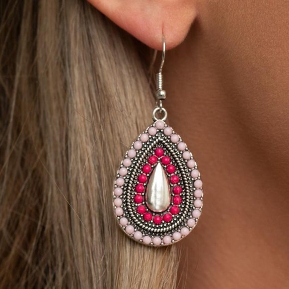 paparazzi | Jewelry | Beaded Bonanza Pink Earrings | Poshmark